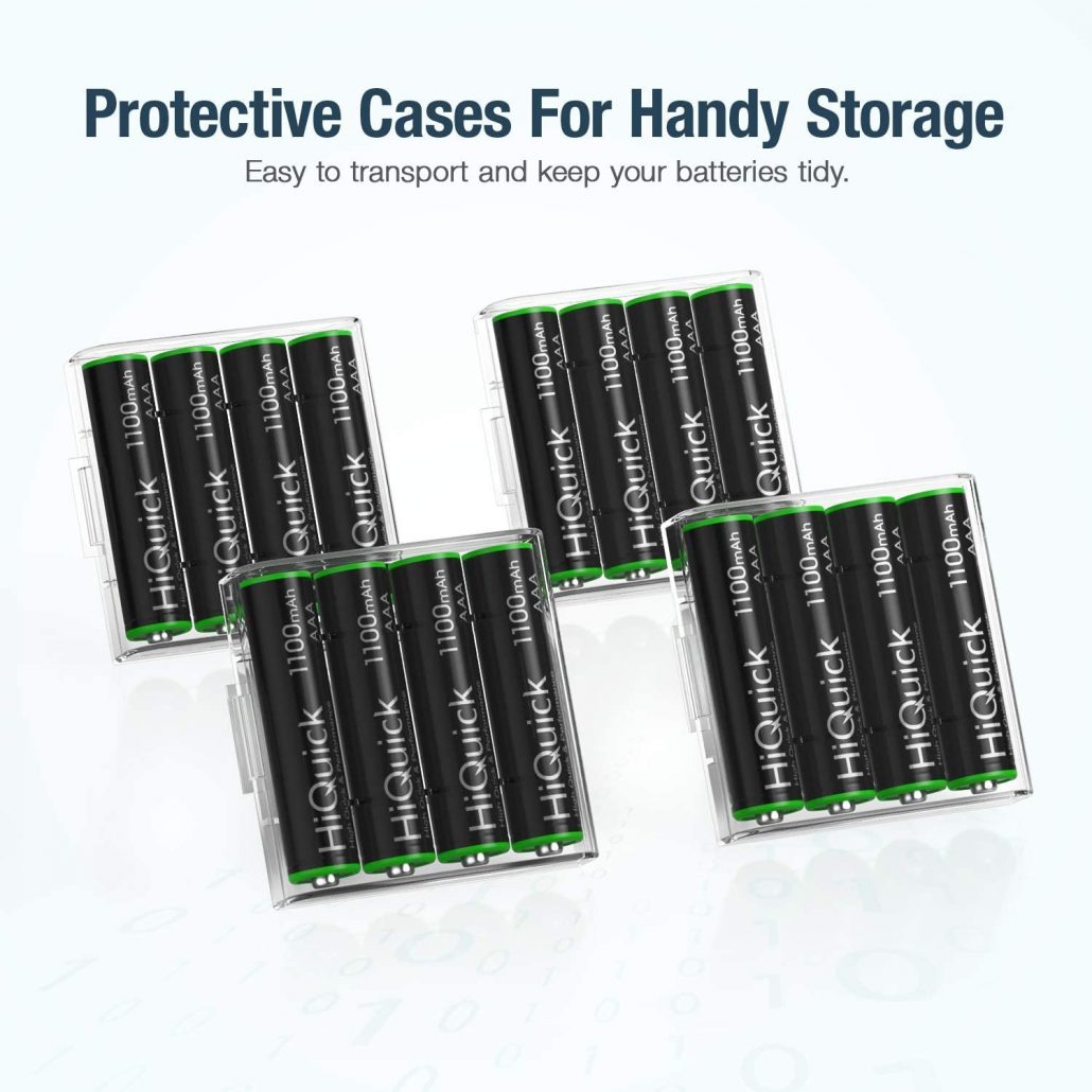 HiQuick 16 Counts Rechargeable Batteries AAA 1100mAh High Capacity ...