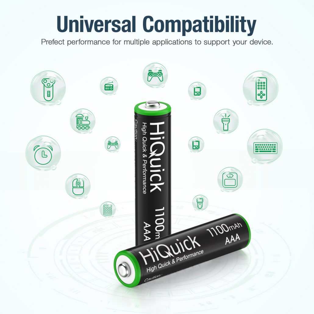 HiQuick AAA Rechargeable Batteries AAA Batteries 1100mAh High Capacity ...