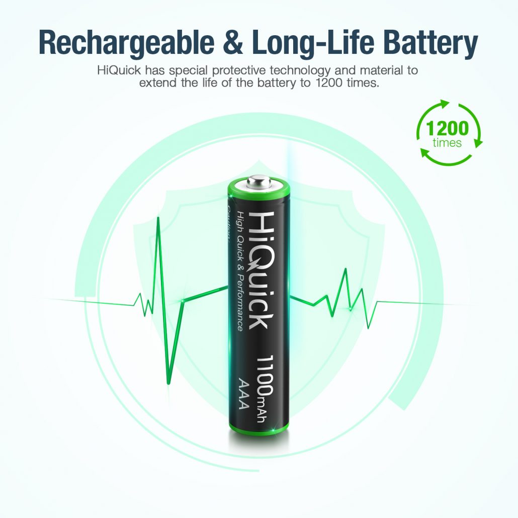 HiQuick 16 Counts Rechargeable Batteries AAA 1100mAh High Capacity ...