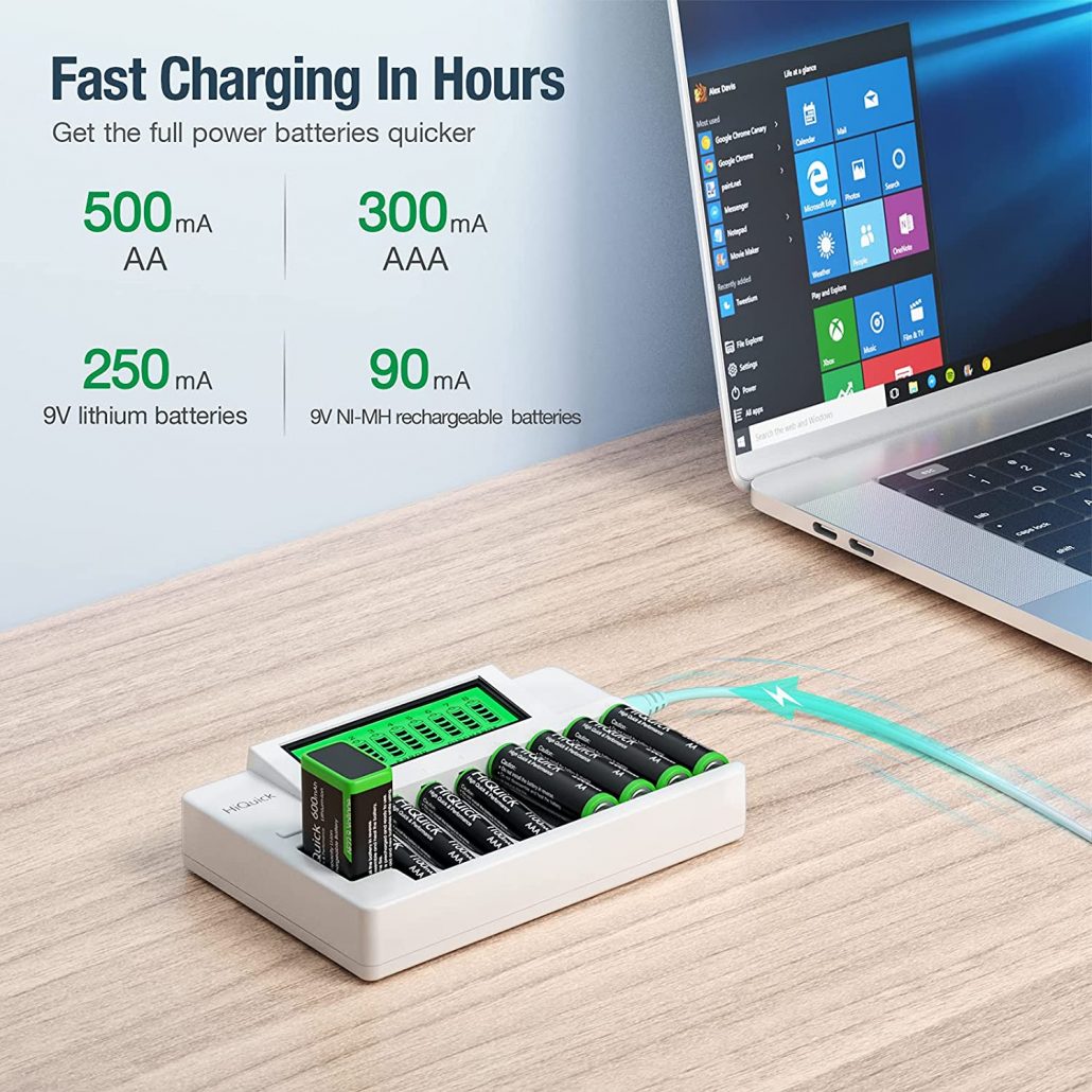 HiQuick 9V AA AAA Battery Charger for Rechargeable Batteries Charger ...
