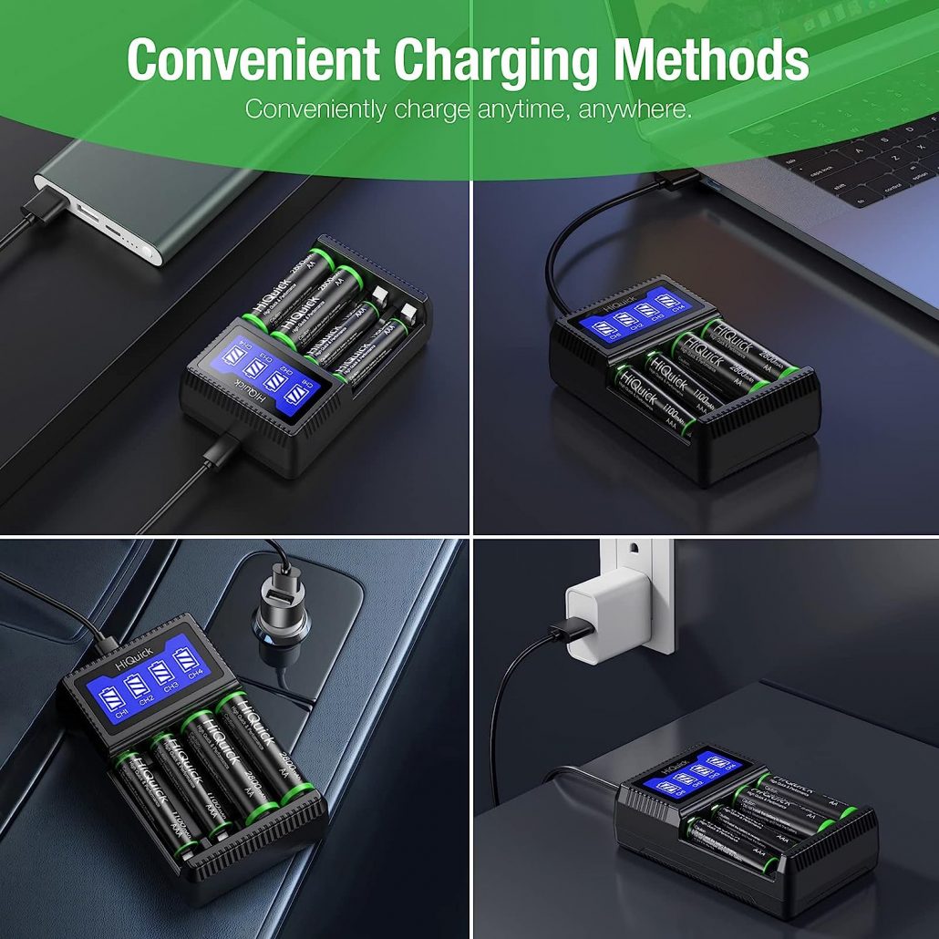 HiQuick Rechargeable AA AAA Batteries with Charger, High Capacity Low ...